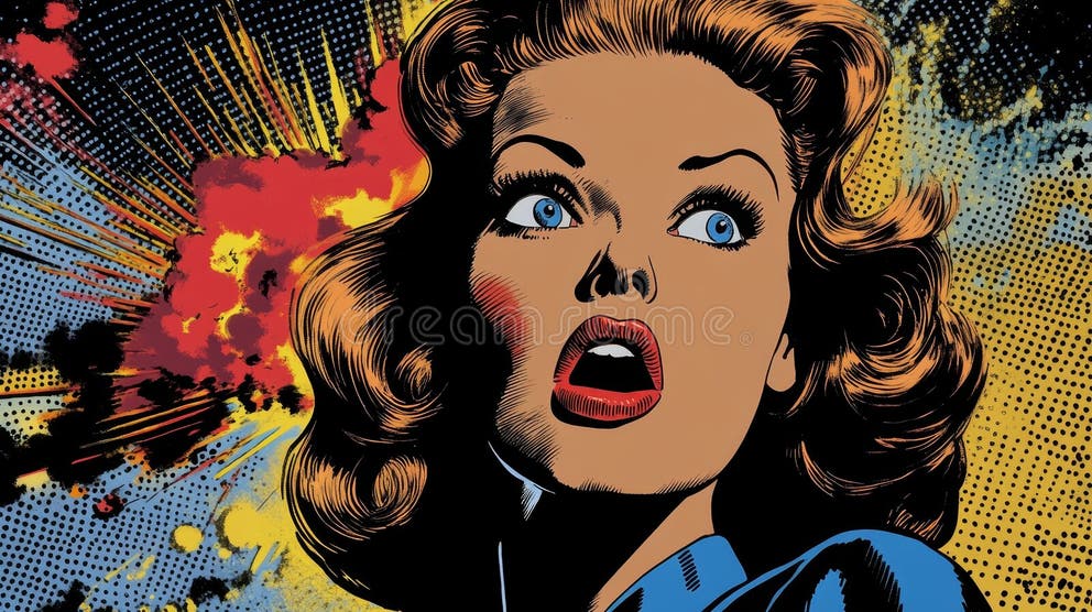 Comic Strip Featuring Vibrant Pop Art with Explosions and Bursts in a ...