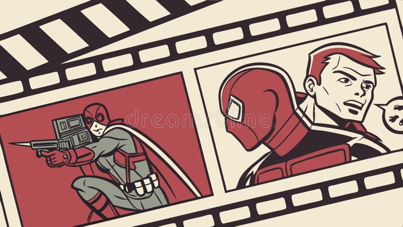 Comic Strip Panels with Superhero Characters Illustration Vector Design ...