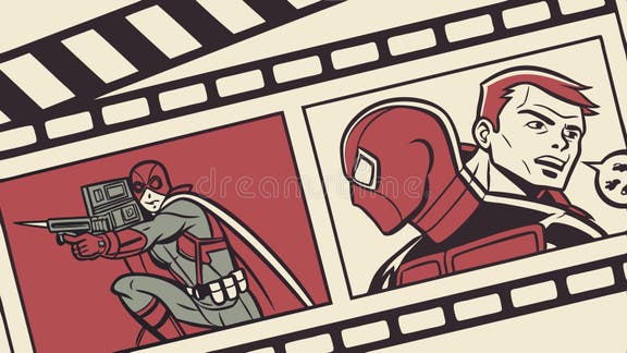 Comic Strip Panels with Superhero Characters Illustration Vector Design ...