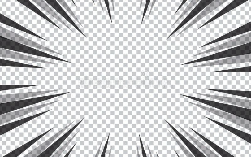 Comic Strip Radial Motion Lines on Transparent Background Stock Vector ...