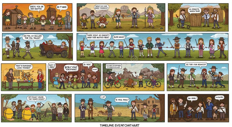 Comic Strip with Several Panels Illustrating Different Scenes and ...