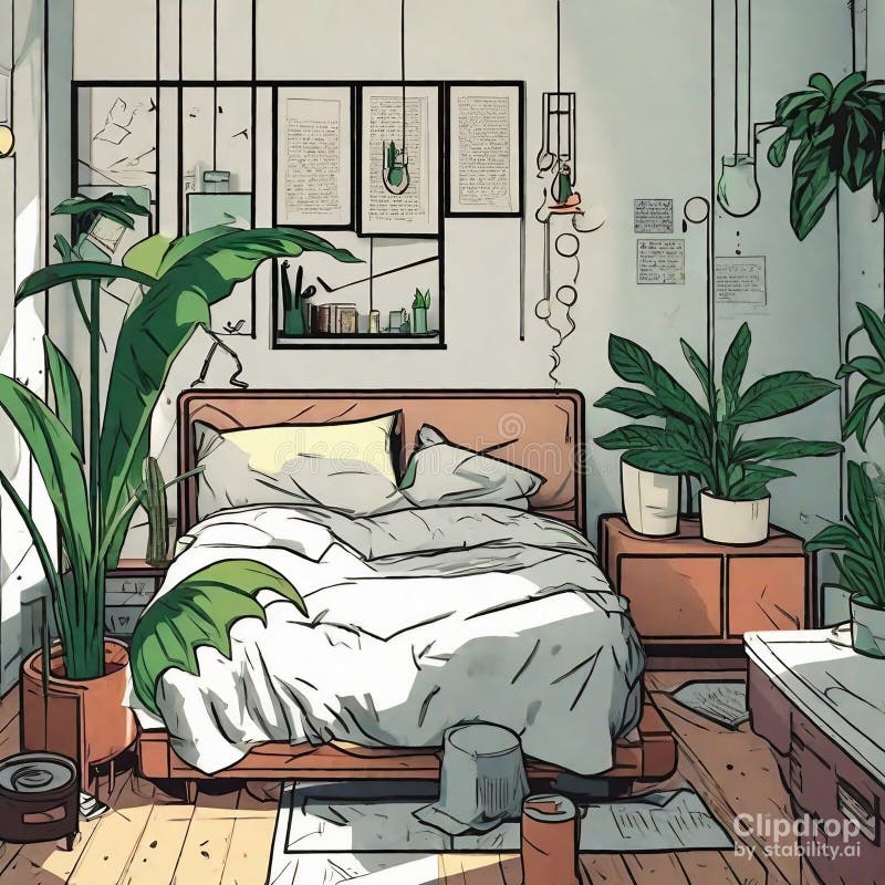 Comic Style AI Generated Room Stock Illustration - Illustration of ...