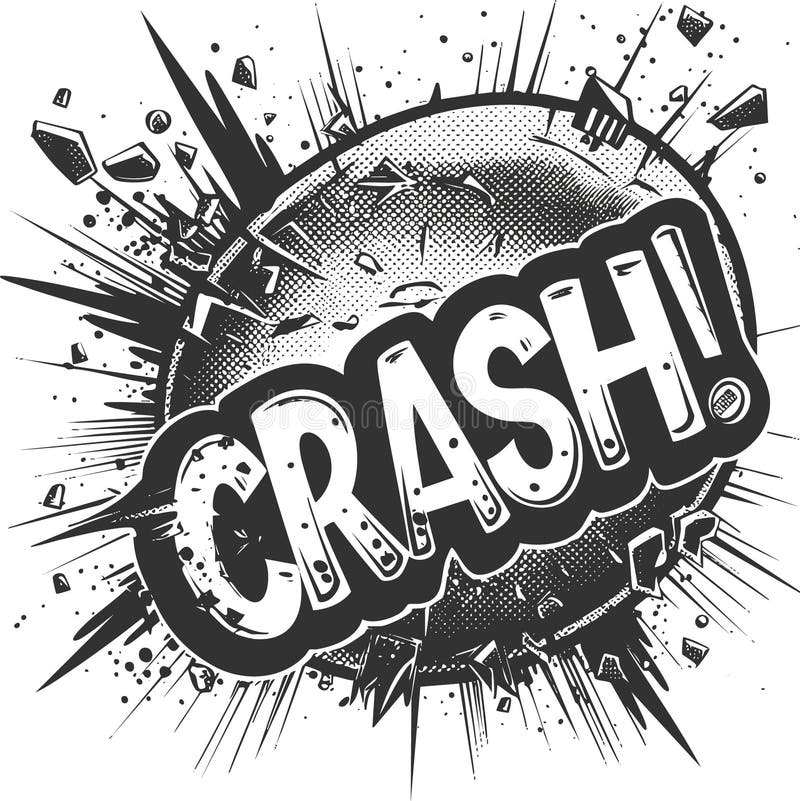Comic-style Crash Explosion Graphic with Bold Text and Dynamic Impact ...