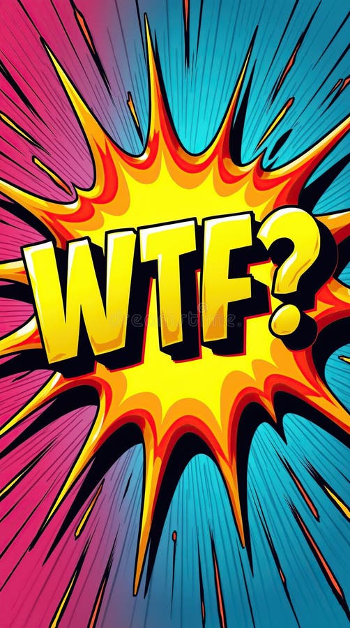 Comic Style Explosion Background with Bold WTF Text Design Stock ...
