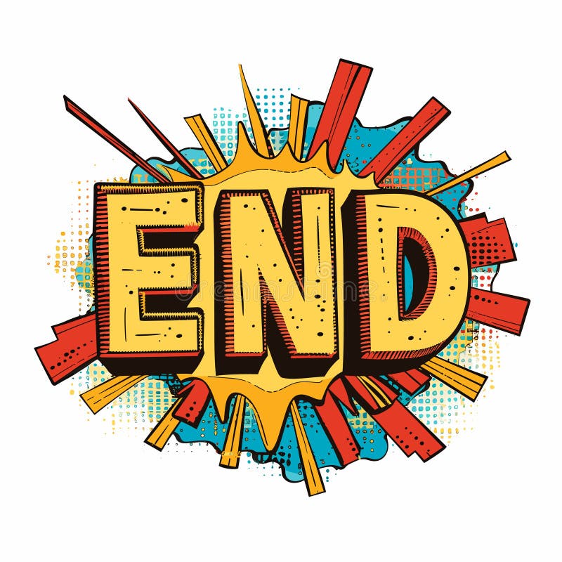 Comic Style Explosion Background Featuring Word END Bold Contrasting ...