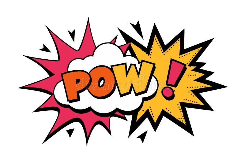Comic Style Explosion Bubble with POW Text in Pink and Yellow Stock ...