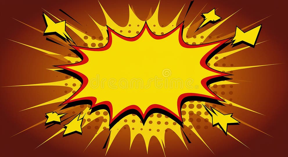 Comic-style Explosion Graphic Featuring a Large Yellow Burst with Red ...