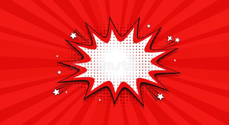 Comic-style Explosion Graphic Set Against a Red Background with ...