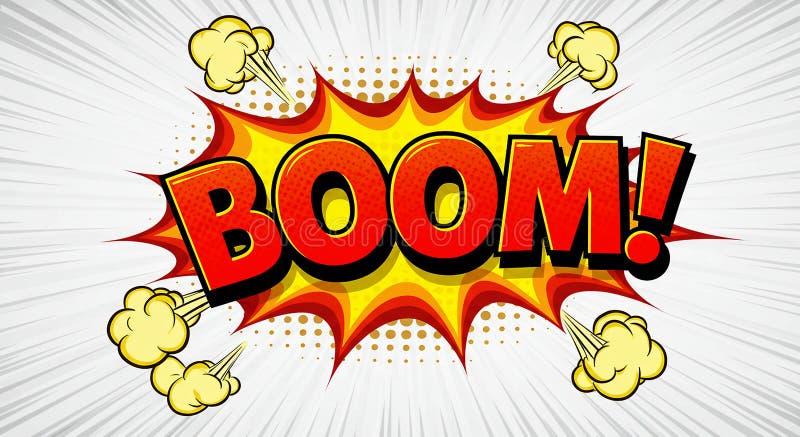Comic-style Explosion Graphic with the Word "BOOM!" in Bold, Black and ...