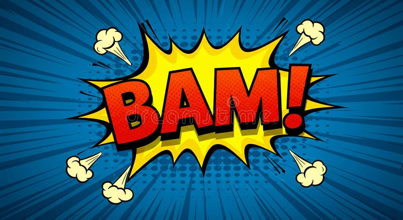 Comic-style Explosion Illustration with "BAM!" in Bold Red Letters ...