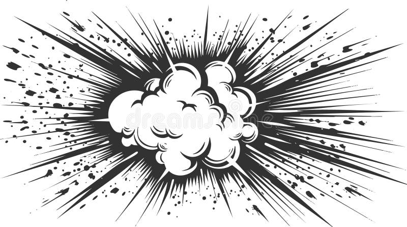 Comic-style Explosion Illustration with Dynamic Black and White Burst ...