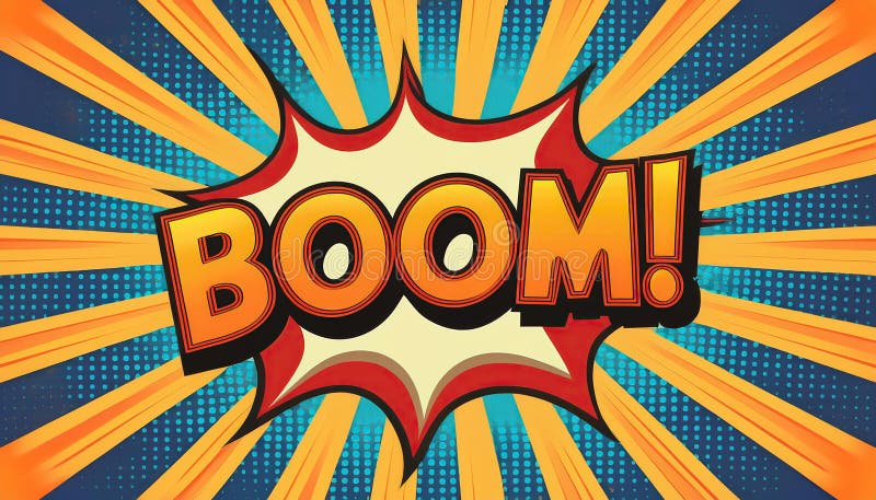 Comic Style Explosion Illustration with Vibrant Boom Text Stock ...