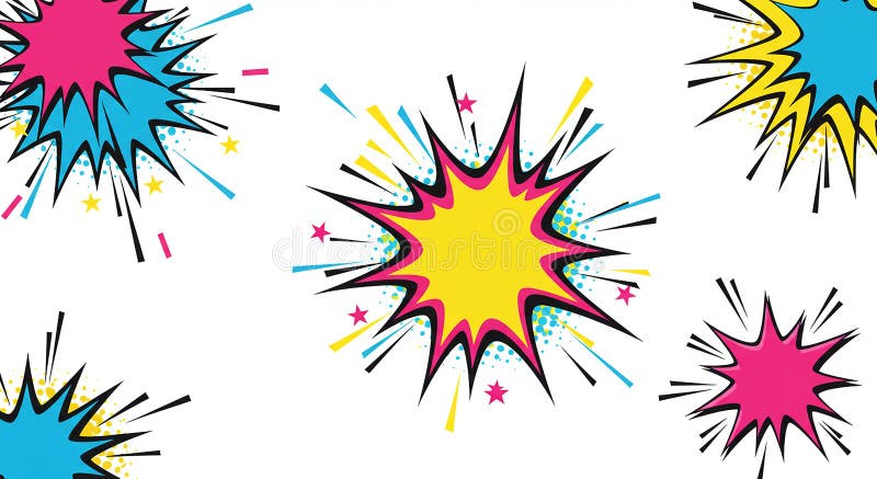 Comic-style Explosion Patterns Dominate the Image, Featuring Vibrant ...