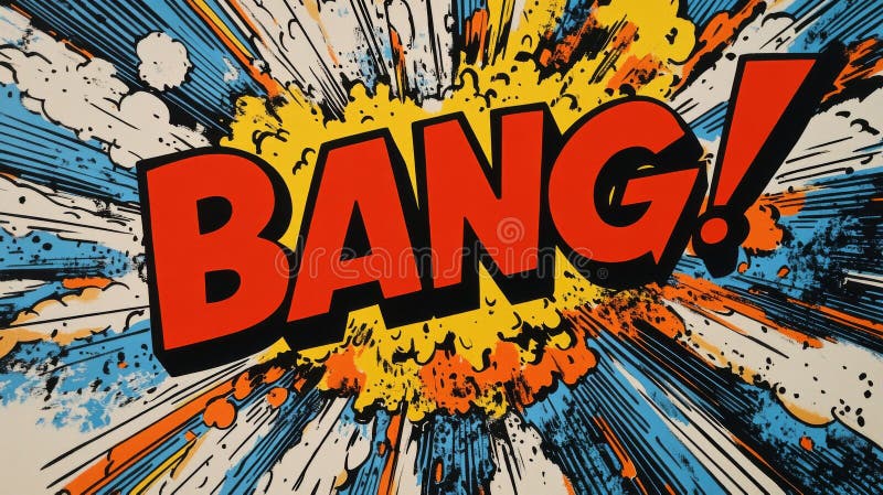 Comic Style Explosive Sound Effect Artwork Featuring BANG in a Vibrant ...