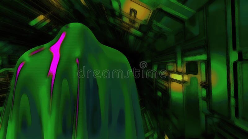 Comic Style of Flying Ghost in Alien Ship Stock Illustration ...