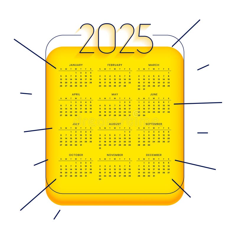 Comic Style 2025 Full Page Calendar Layout Design Stock Vector ...