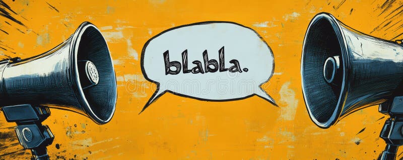 Comic-style Illustration Depicting Megaphones and Speech Bubble ...
