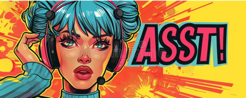 Comic-style Illustration of a Digital Assistant with Vibrant Colors and ...