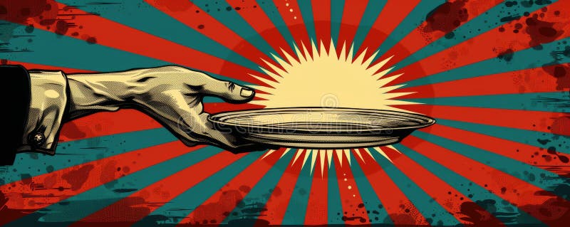 Comic Style Illustration of an Elegant Hand Holding an Empty Plate with ...