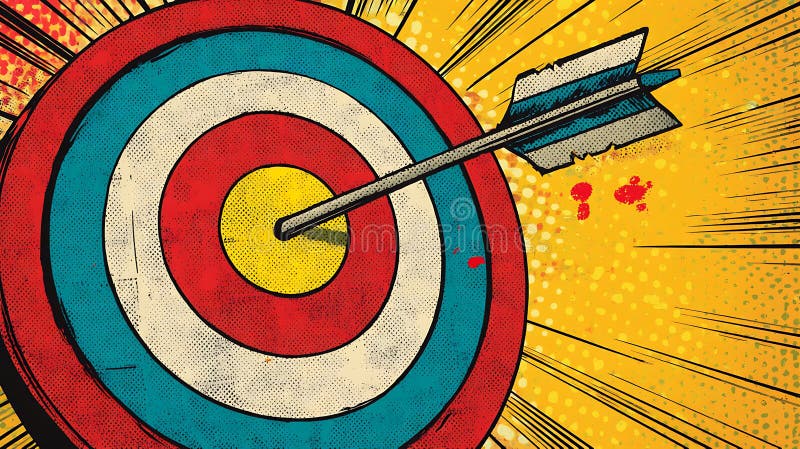 A Comic-style Illustration Features an Arrow Striking the Center of a ...