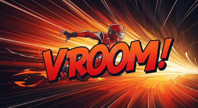 Comic-style Illustration Featuring a Person in a Red Racing Suit and ...