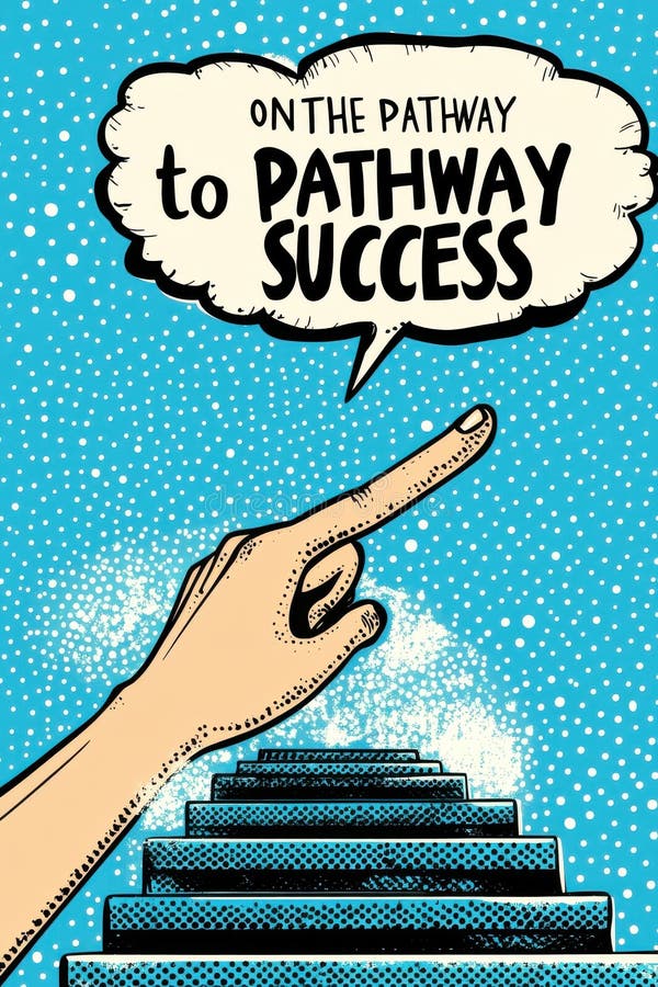 Comic-style Illustration of a Hand Pointing Towards Steps with ...