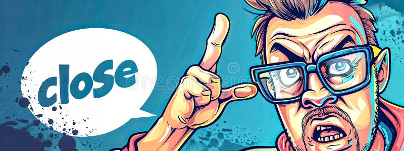 Comic Style Man Making Point with Speech Bubble Stock Image - Image of ...