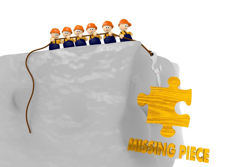 Comic Style Missing Piece 3d Illustration with 3d Characters Stock ...