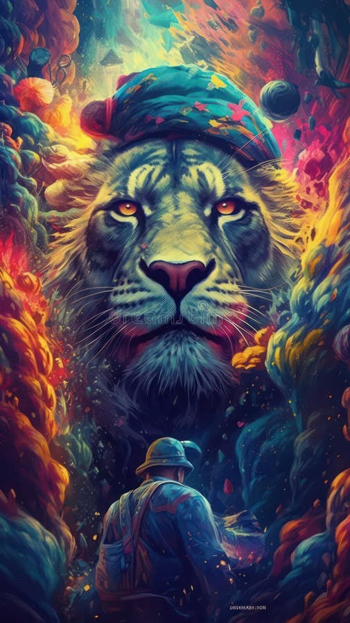 Comic-Style Persian Hunter in the Jungle. Stock Illustration ...