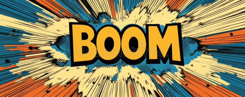 Comic Style Pop Art Explosion with Boom Text Stock Photo - Image of ...