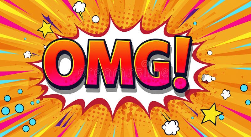 Comic-style Pop Art Featuring the Bold Text "OMG!" in Vibrant Pink and ...