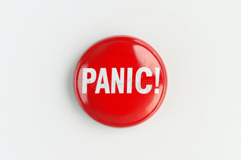 A Comic-style Red Emergency Button with a Weathered Texture. Stock ...