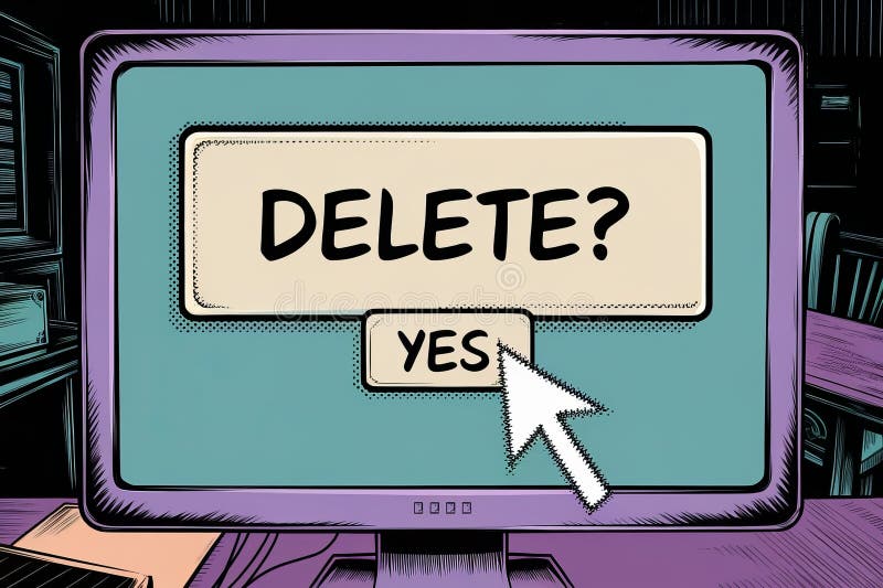 Comic-style Screen Seeking Delete Confirmation Stock Illustration ...