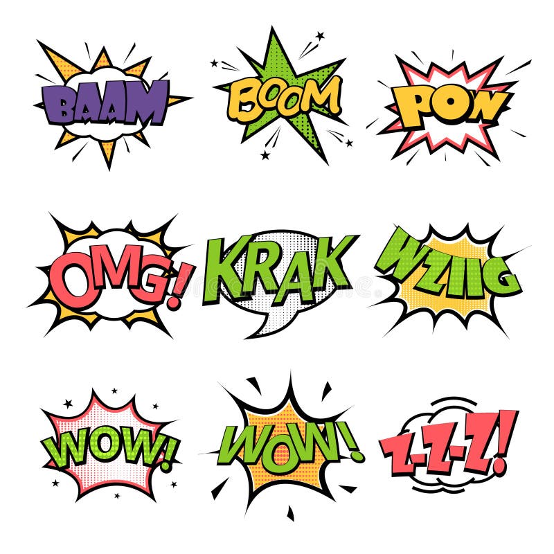 Comic Style Sounds Set. Vector Image Stock Vector - Illustration of ...