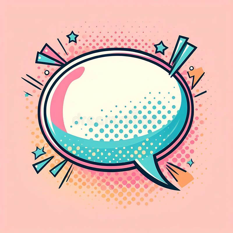 Comic Style Speech Bubble with Halftone Dots and Decorative Elements on ...