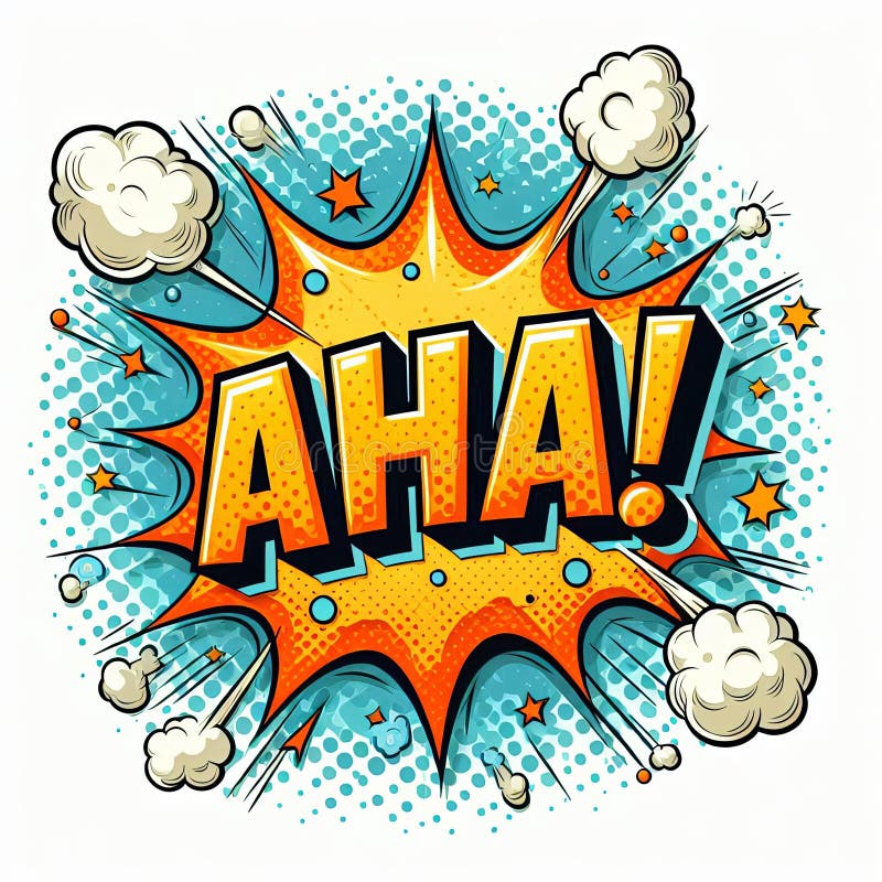 Comic Style Speech Bubble with the Word Aha Surrounded by Clouds and ...