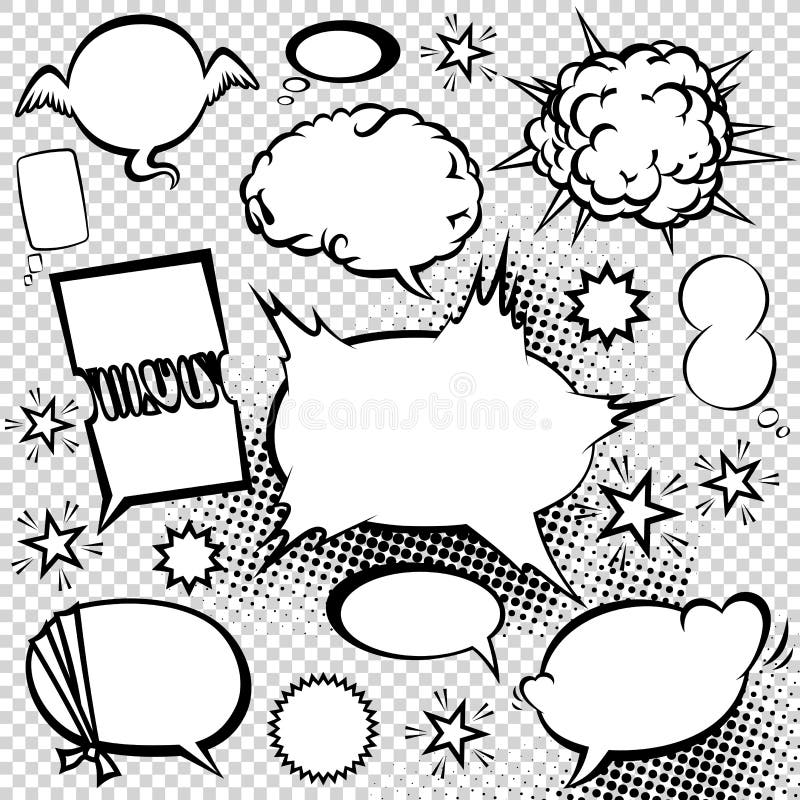 Comic Style Speech Bubbles Collection. Funny Design Vector Items ...