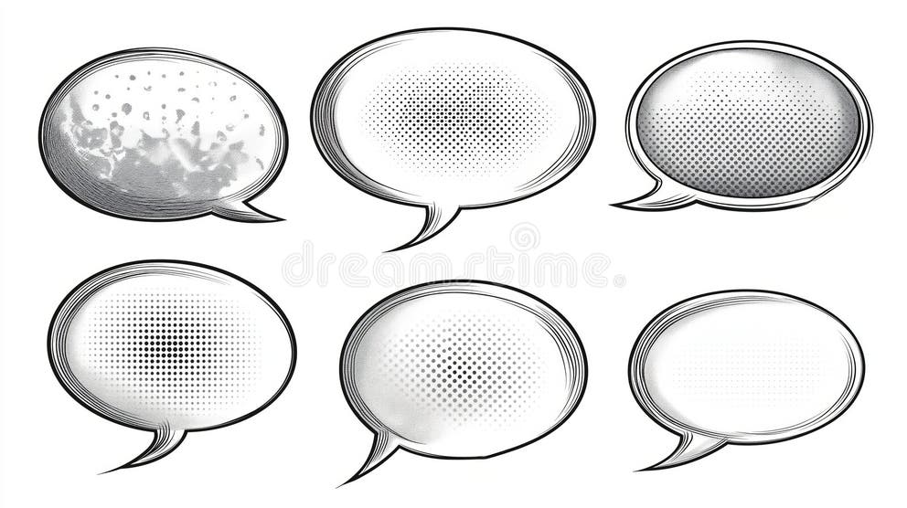 Comic-style Speech Bubbles with Dynamic Shapes and Halftone Textures ...