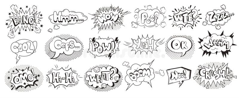 Comic Style Speech Bubbles with Sound Effects Stock Vector ...
