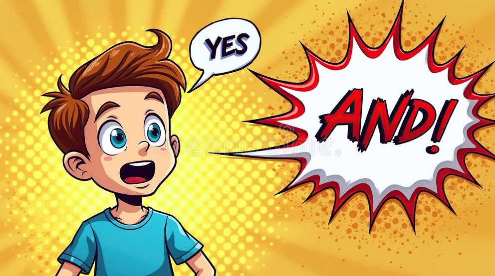 Comic Style Surprised Boy with Speech Bubble and Bright Expression ...