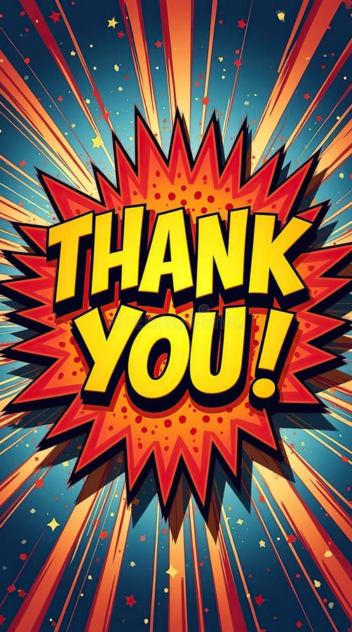 Comic Style Thank You Message with Vibrant Explosion Design Stock ...