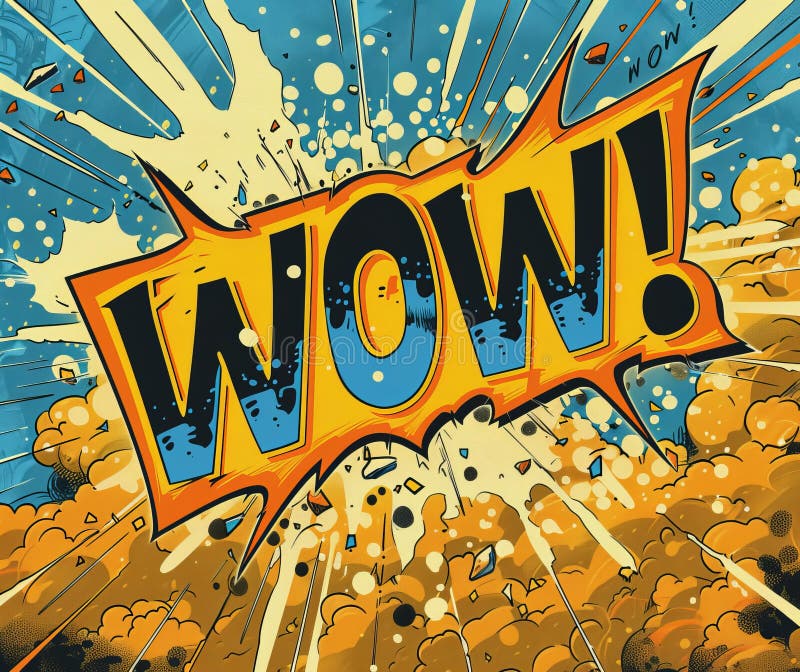 Comic Style Wow Expression with Explosive Background in Pop Art Design ...
