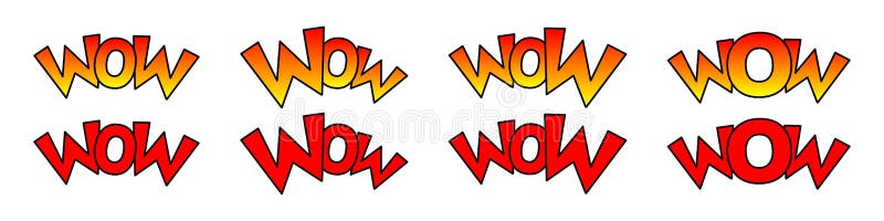 Comic Style WOW Text Set. Vector Illustration Isolated on White ...