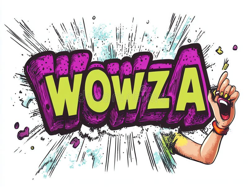 Comic-style "WOWZA" with Bright Colors and Explosion Effect Stock Image ...
