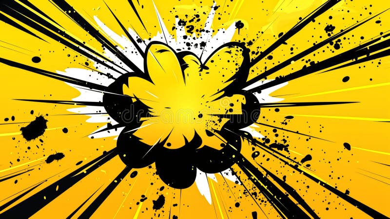 Comic-style Yellow Burst with Gradient Shading and Bold Black Ou Stock ...