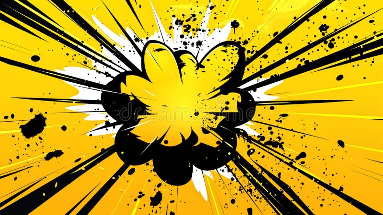 Comic-style Yellow Burst with Gradient Shading and Bold Black Ou Stock ...