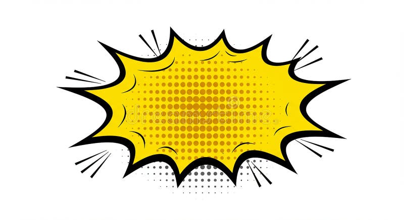 Comic-style Yellow Explosion Bubble with Black Outline and Radial Lines ...