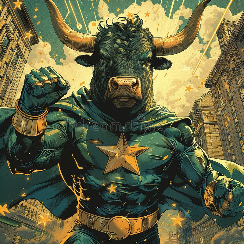 Comic Superhero of a Bullish Character Stock Illustration ...
