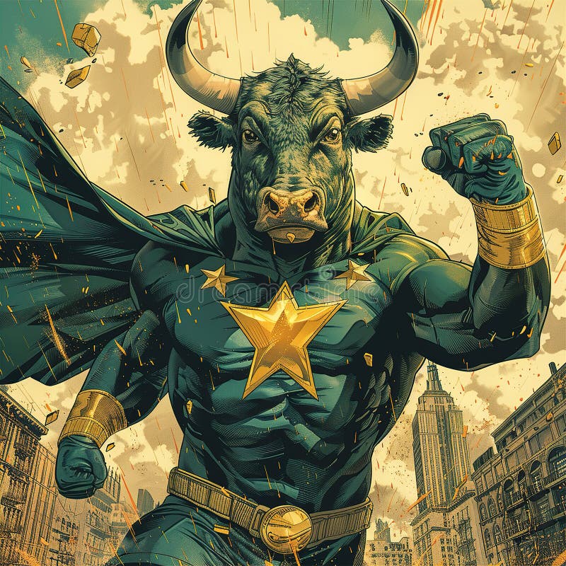 Comic Superhero of a Bullish Character Stock Illustration ...