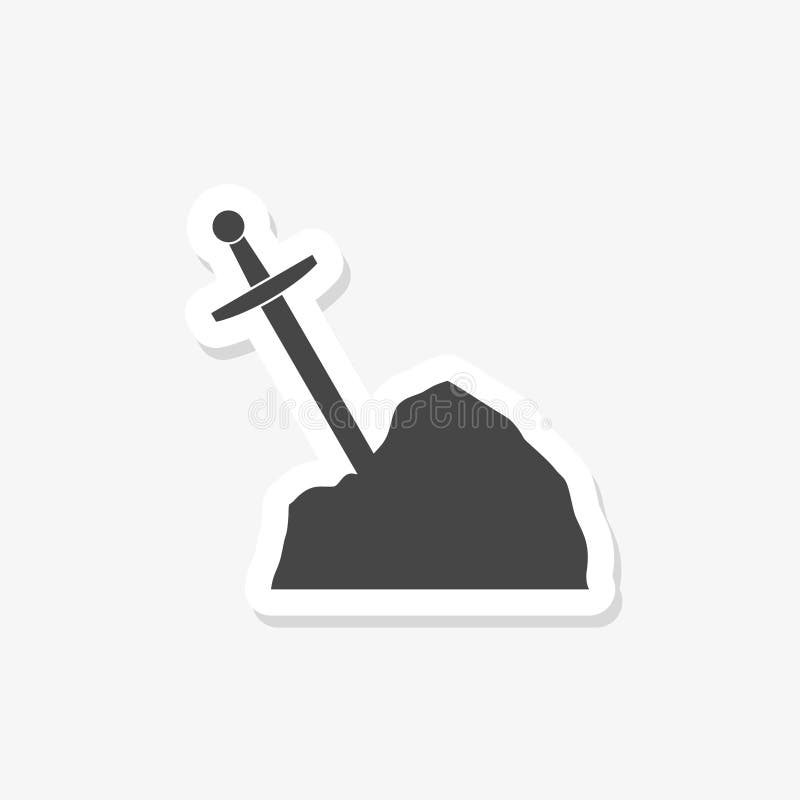 Comic Sword on a Stone Sticker. Simple Illustration Design Stock ...